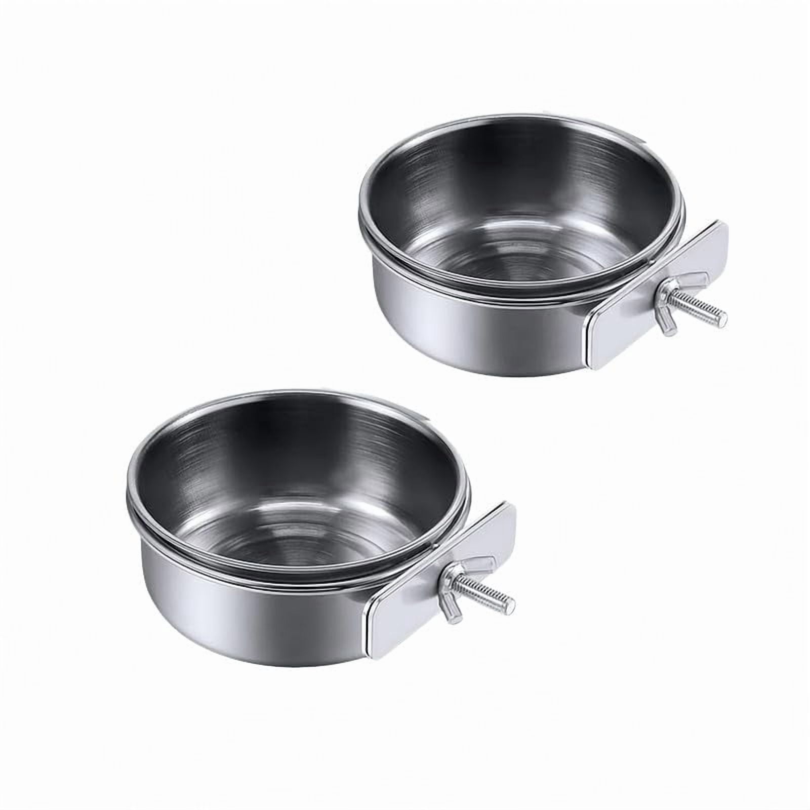 2-Pack Large & MediumStainless Steel Bird Bowl Perch Universal Cage ...