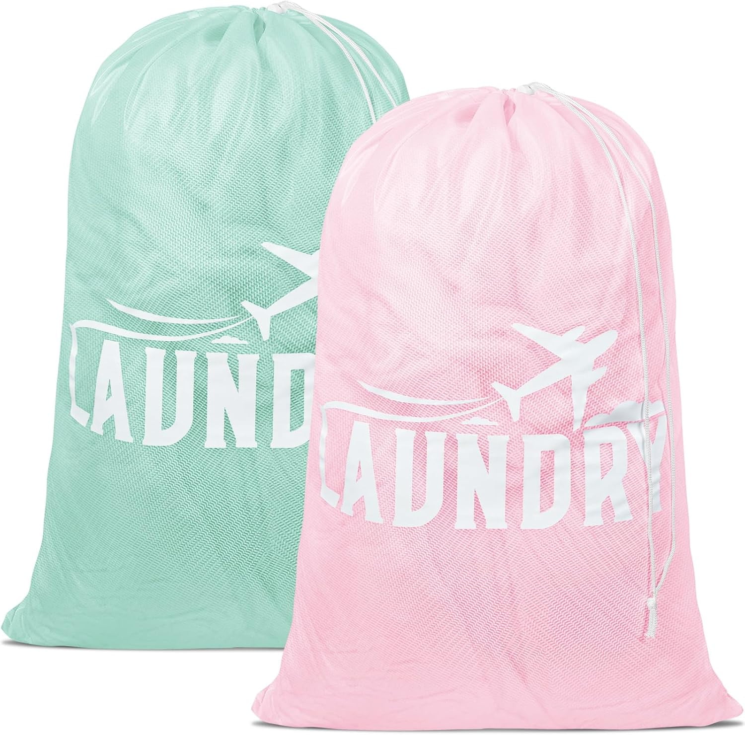 2 Pack Large Mesh Laundry Bag, Heavy Duty Laundry Bags with Drawstring ...