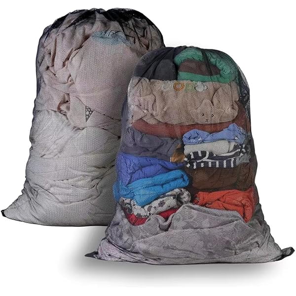 2 Pack Large Mesh Laundry Bag, Heavy Duty Mesh Laundry Bags Drawstring ...