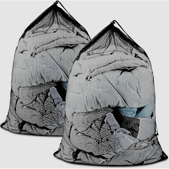 2 Pack Large Mesh Laundry Bags, 24" x 36" Heavy Duty Strong Drawstring ...