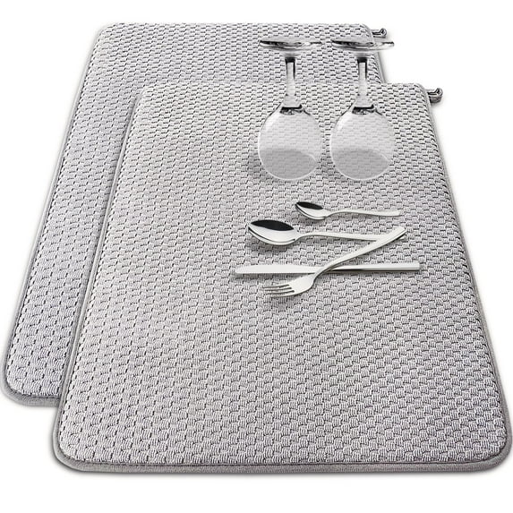 2 Pack Large Microfiber Dish Drying Mat, 24 x 17 Inch Absorbent ...