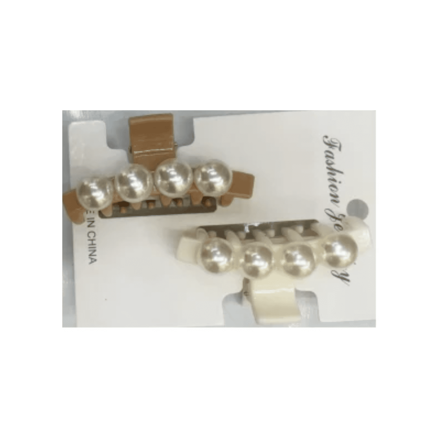 2-Pack Large Pearl Claw Hair Clips – Classic Barrettes in Beige and ...