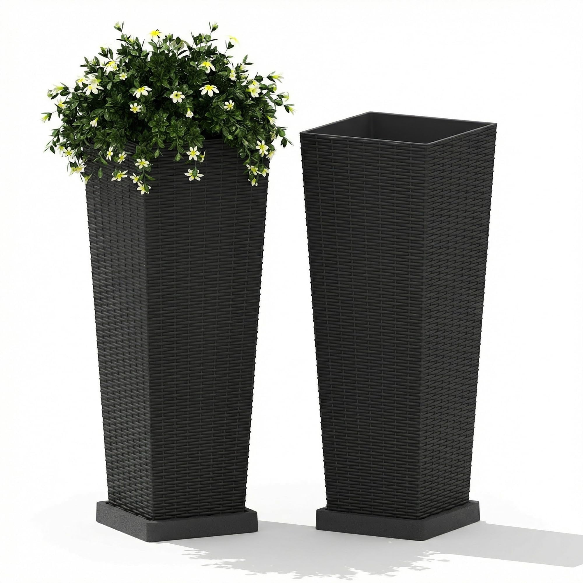 2 Pack Large Planters for Indoor and Outdoor Use, Durable Plastic ...