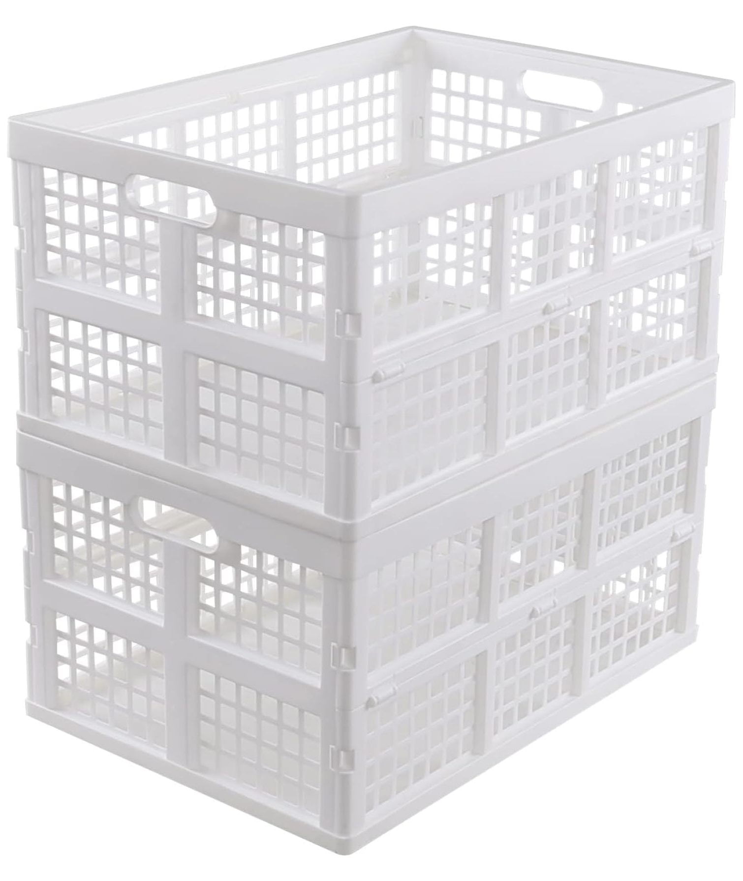 2-Pack Large Plastic Collapsible Storage Crates, 42 L Folding Plastic ...