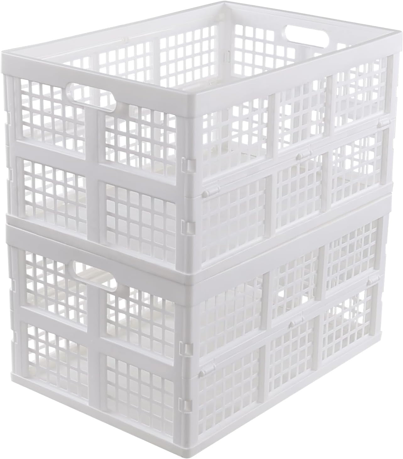 2-Pack Large Plastic Collapsible Storage Crates, 42 L Folding Plastic ...