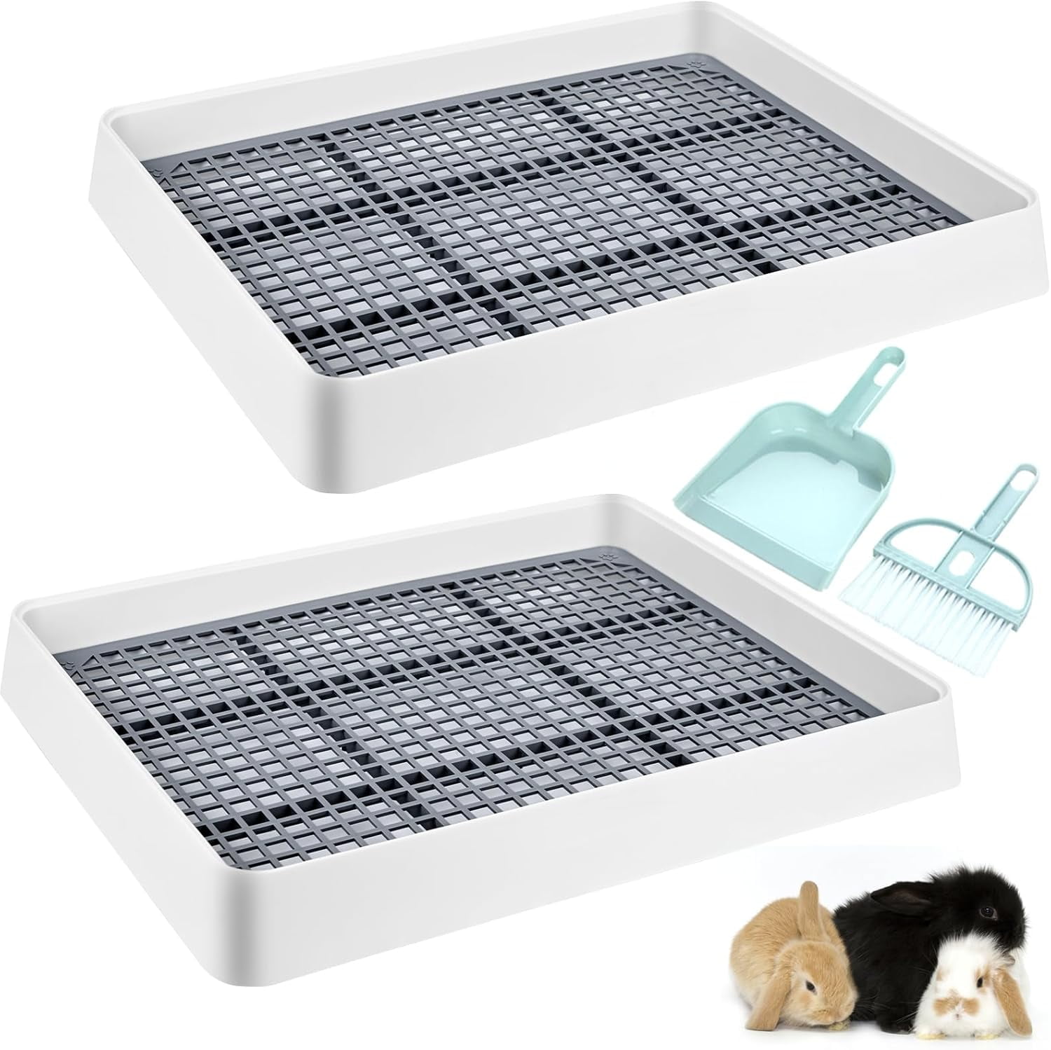 2 Pack Large Rabbit Litter Box with Small Broom and Dustpan Rabbit ...