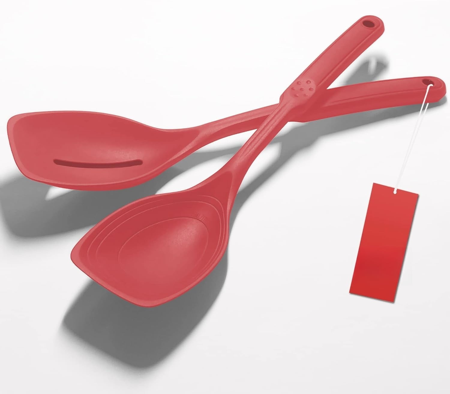 2 Pack Large Silicone Cooking Spoon, Non-Stick Slotted and Solid Spoon ...