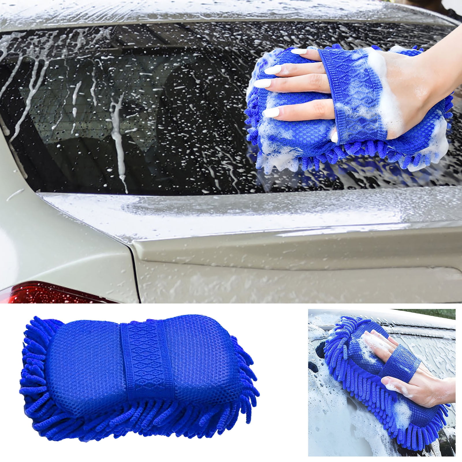 2-Pack Large Sponge Gloves for Car Washing - Soft Paint-Safe Cleaning ...