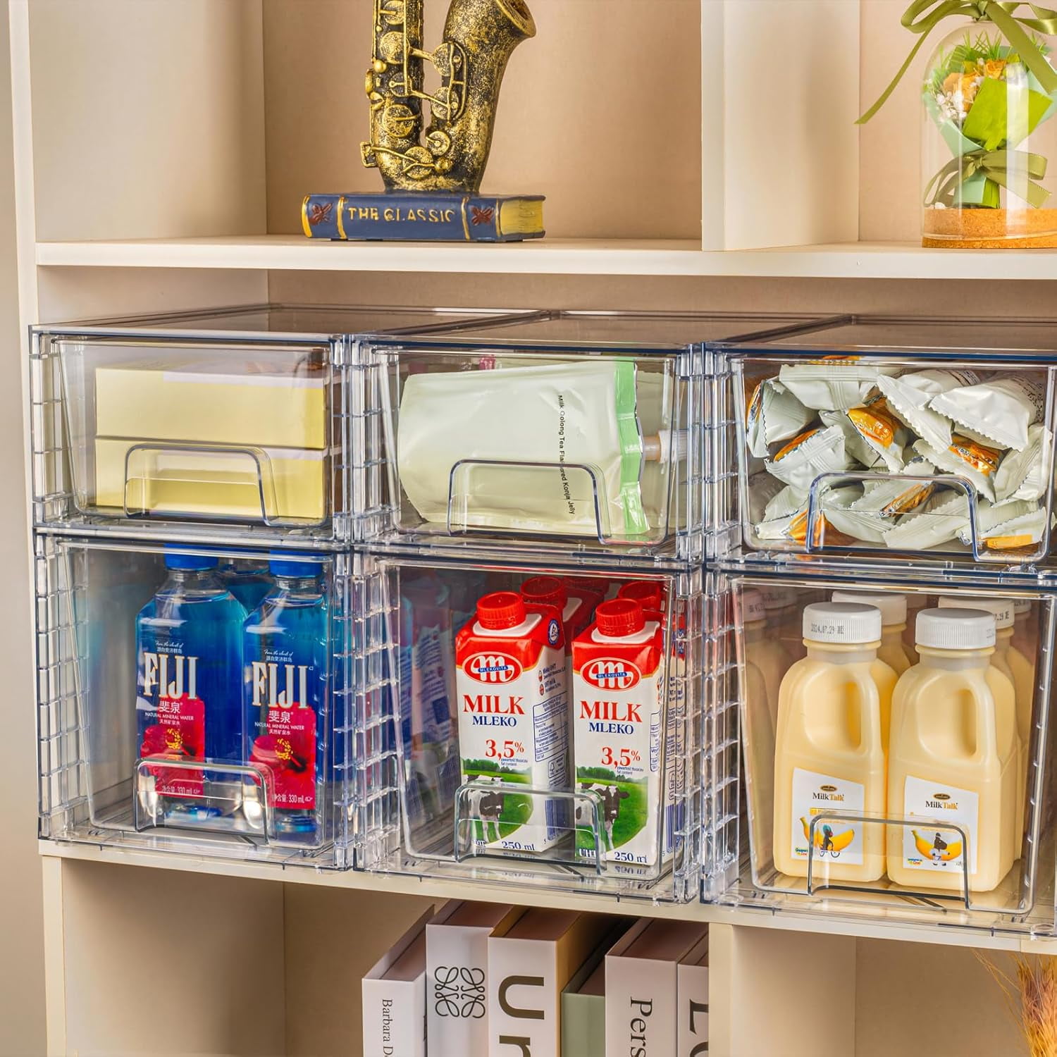 2 Pack Large Stackable Storage Drawers, Acrylic Organizers with Handles ...