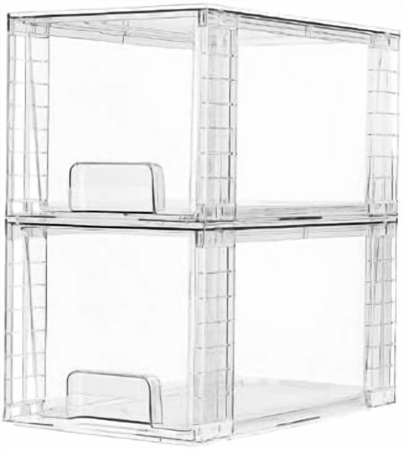 2 Pack Large Stackable Storage Drawers,Clear Acrylic Drawer Organizers ...