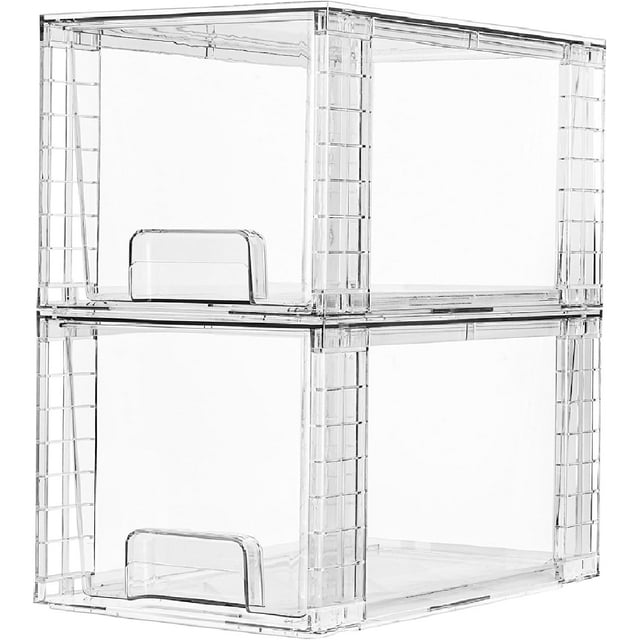 2 Pack Large Stackable Storage Drawers,Clear Acrylic Drawer Organizers ...