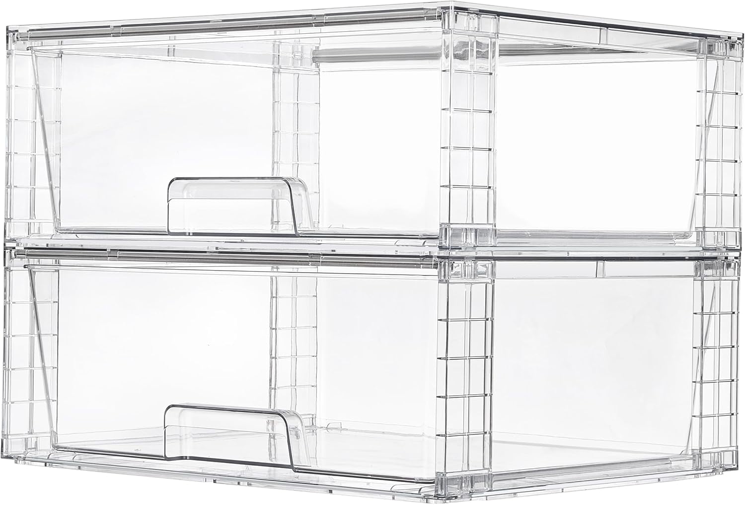 2 Pack Large Stackable Storage Drawers,Easily Assemble Clear Acrylic ...