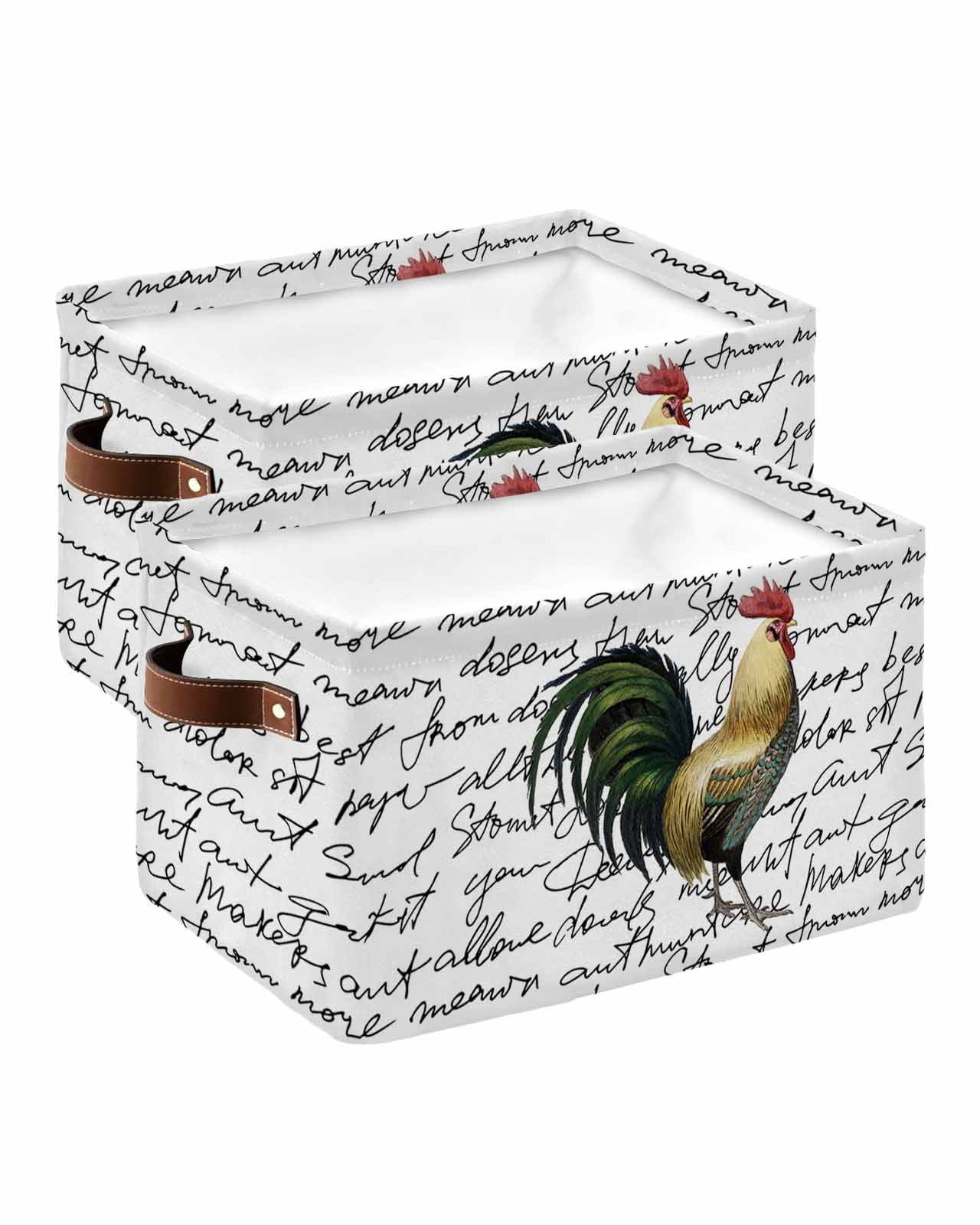 2 Pack Large Storage Baskets Bins Farmhouse Rooster Collapsible Storage ...
