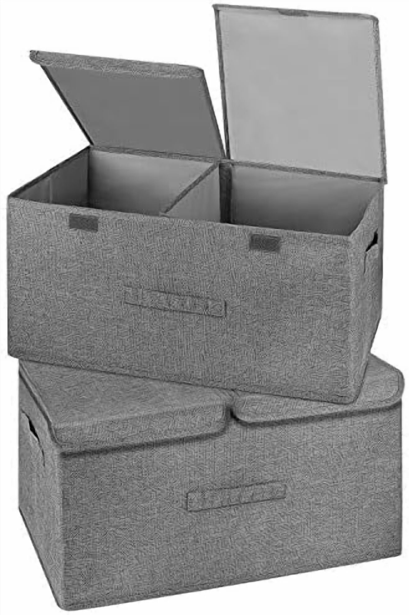 2 Pack Large Storage Boxes with Lids and Handles, Collapsible Linen ...