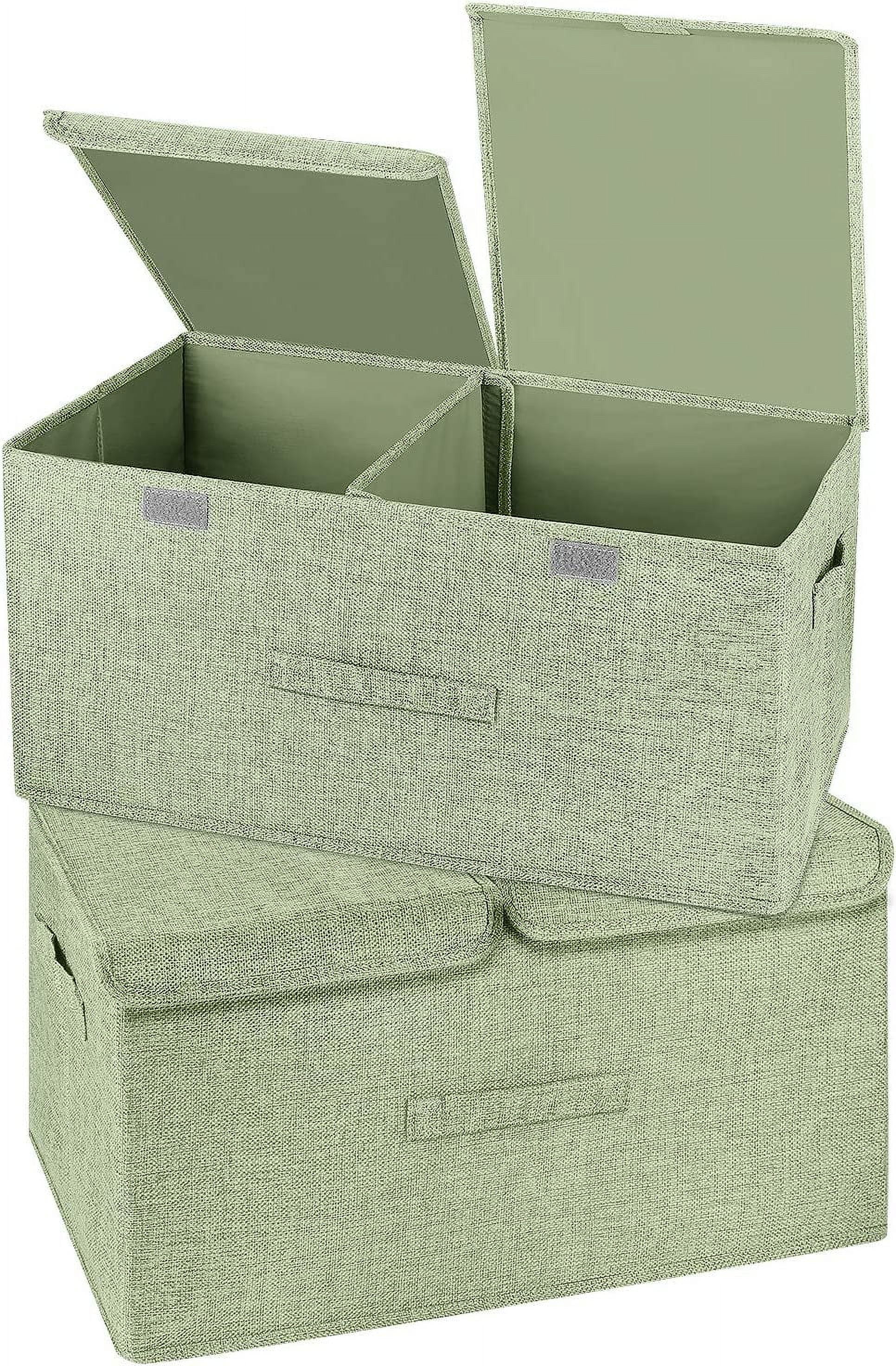 2 Pack Large Storage Boxes with Lids and Handles, Collapsible Linen ...