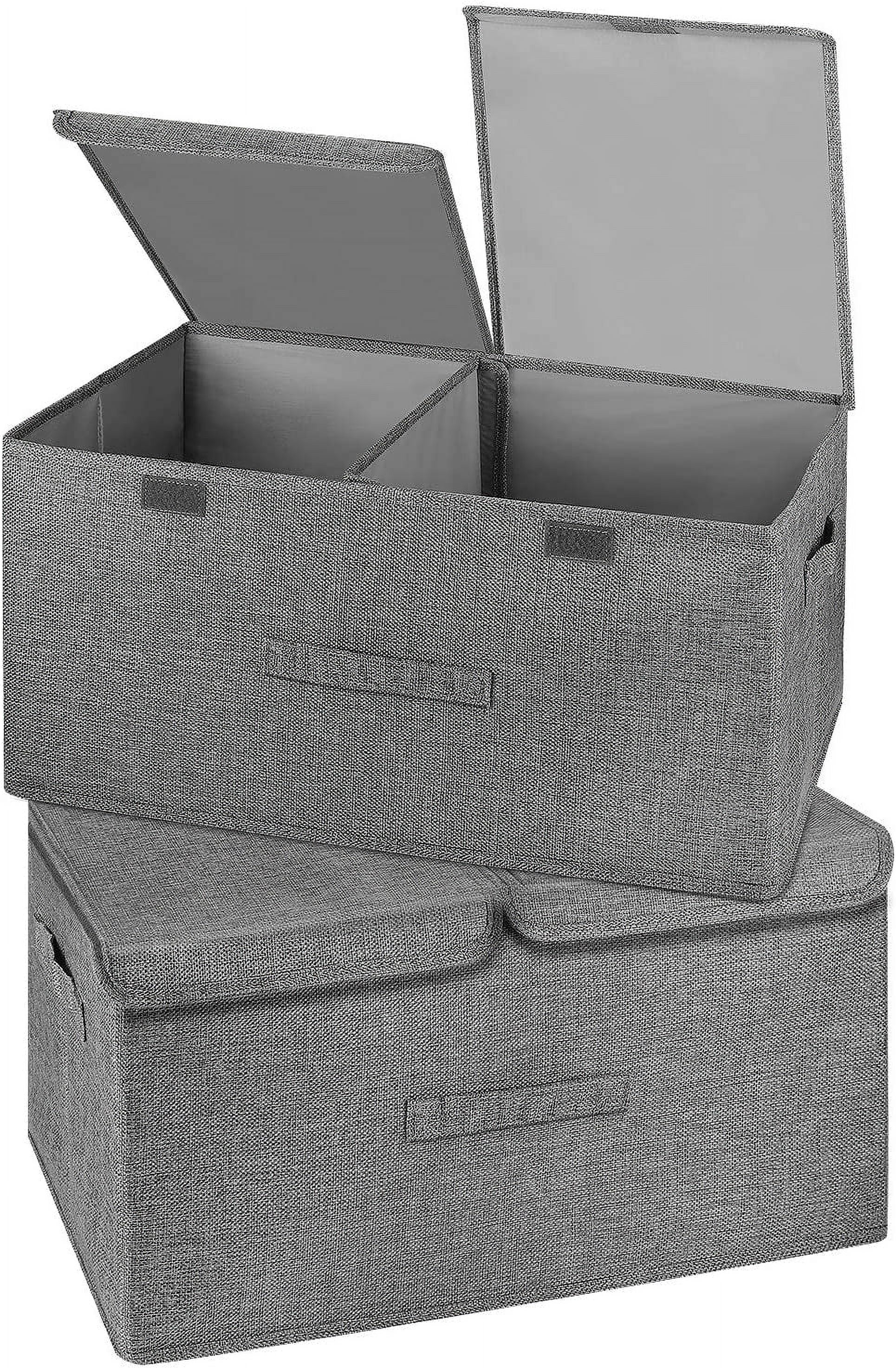 2 Pack Large Storage Boxes with Lids and Handles, Collapsible Linen ...