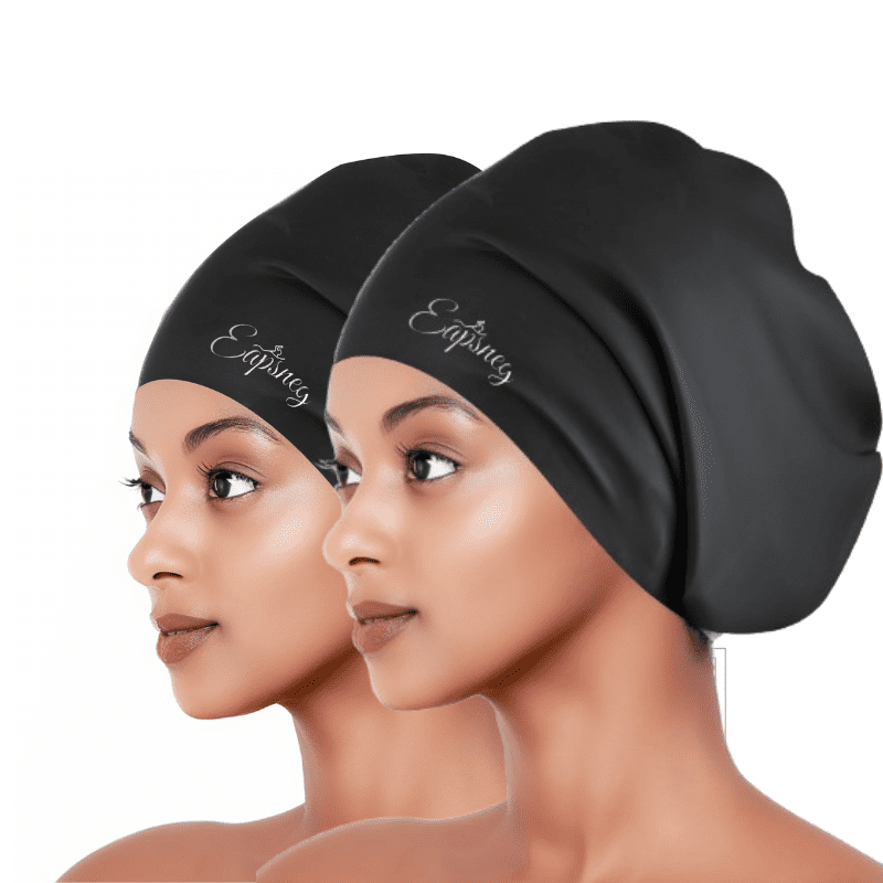 2 Pack Large Swim Cap for Women Men, Waterproof Silicone Swimming Caps ...