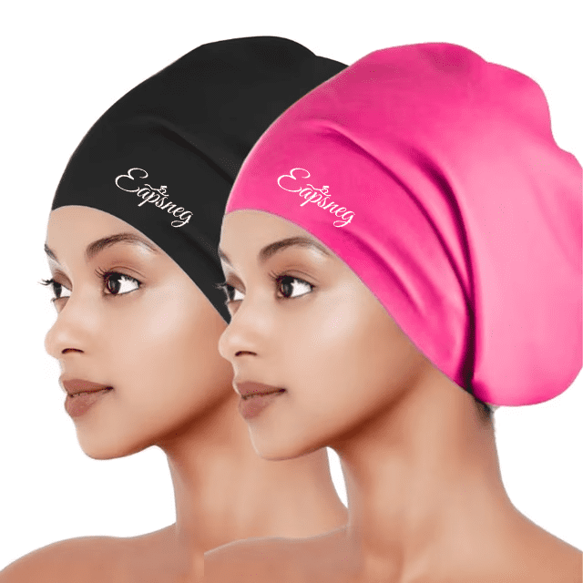 eapsneg 2 Pack Large Waterproof Silicone Swim Caps, Extra-Large for ...
