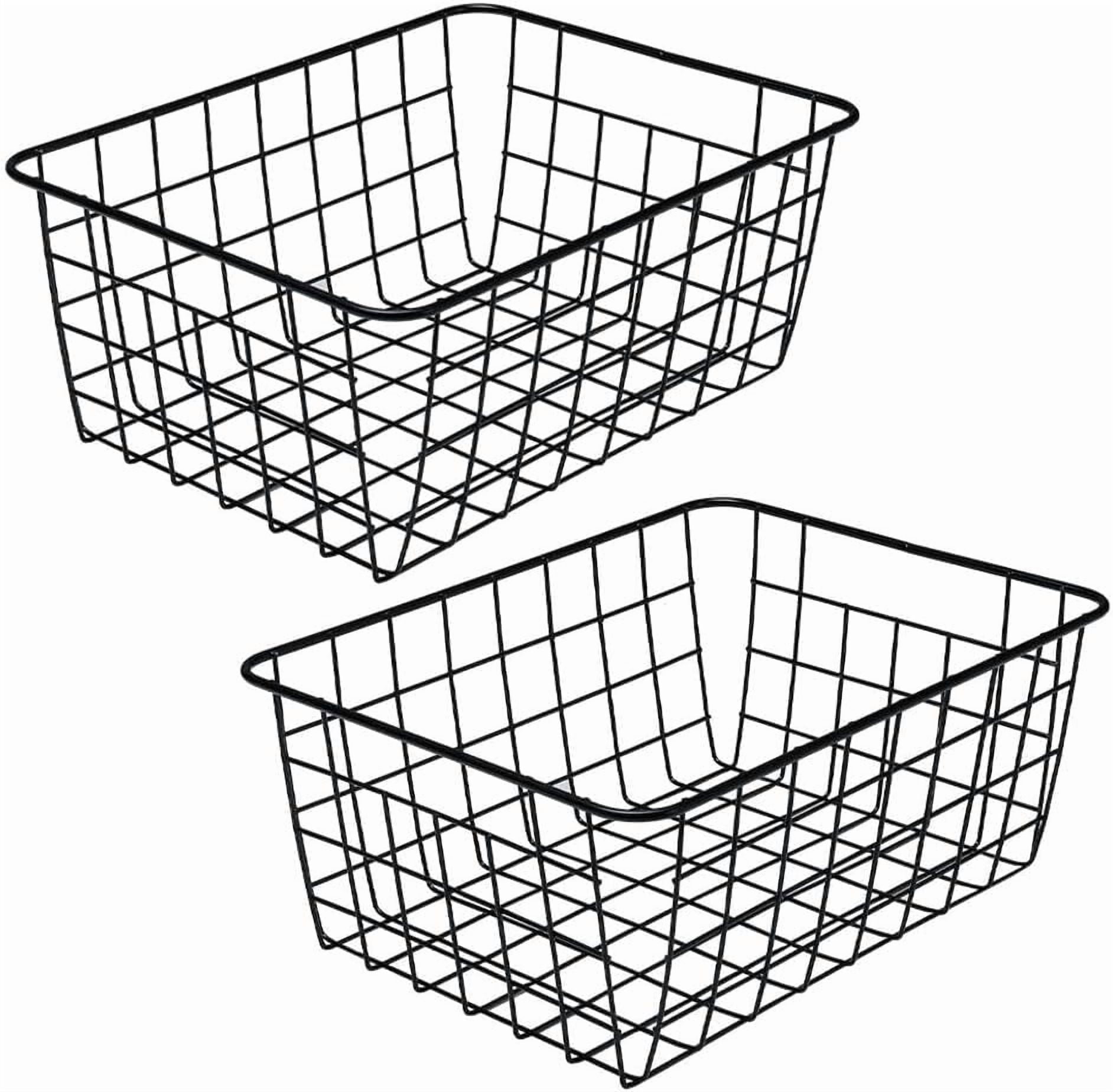 2 Pack Large Wire Basket with Metal Handles, Metal Basket for ...