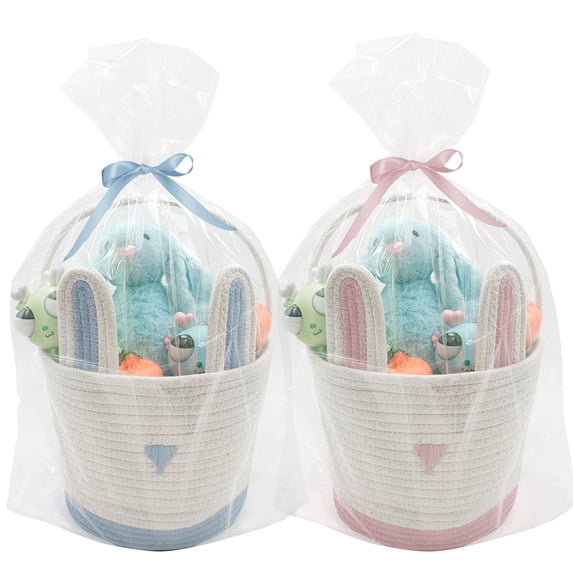 2 Pack Large Woven Easter Baskets - Boy & Girl Options, Empty Basket ...