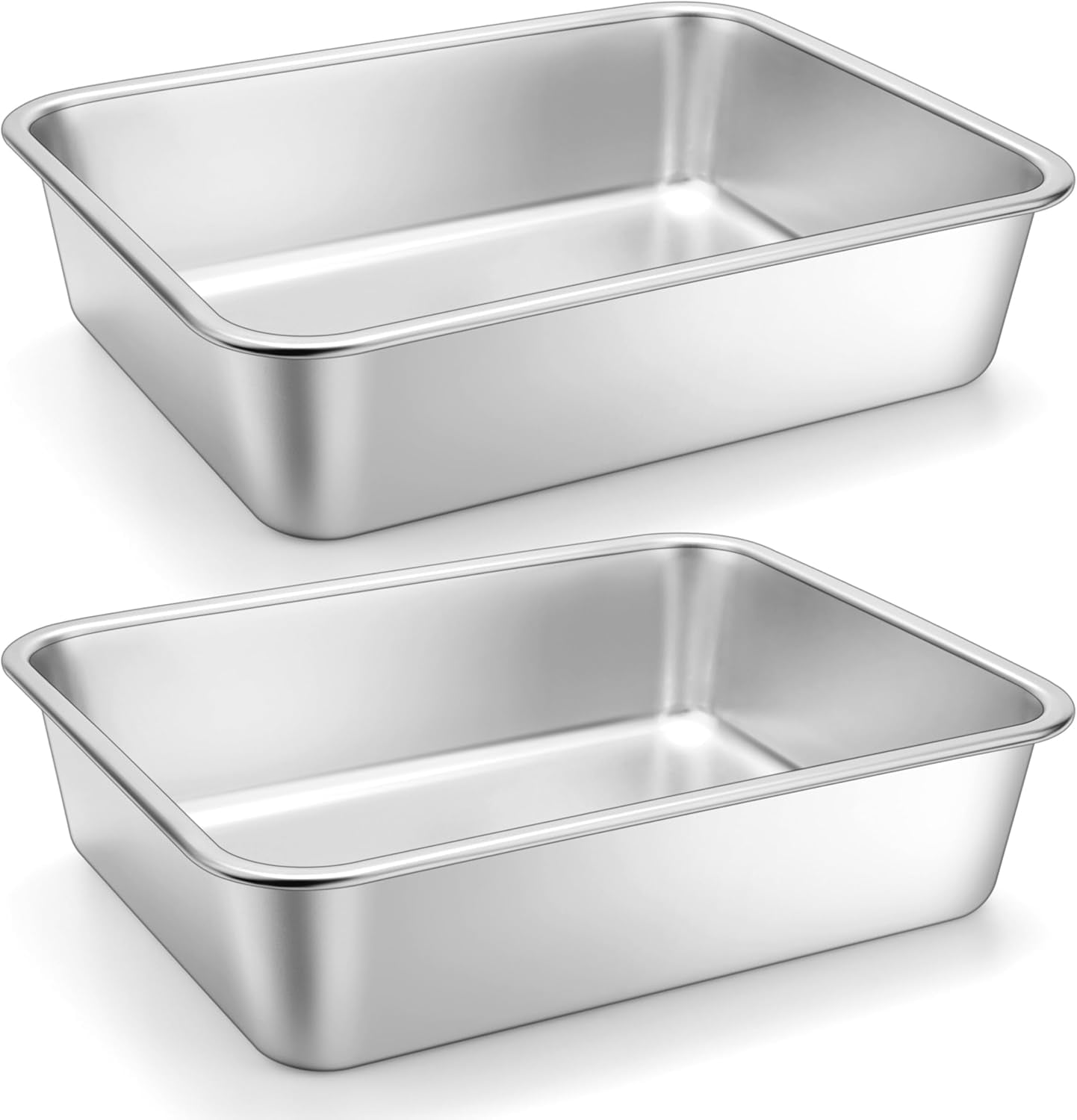 2 Pack Lasagna Pan 3 Inch Deep, 9x13 Stainless Steel Large Baking Dish ...