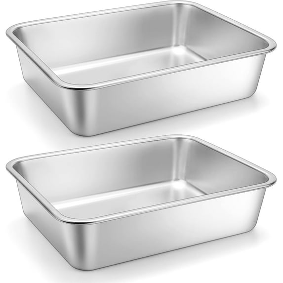 2 Pack Lasagna Pan 3 Inch Deep, 9x13 Stainless Steel Large Baking Dish ...
