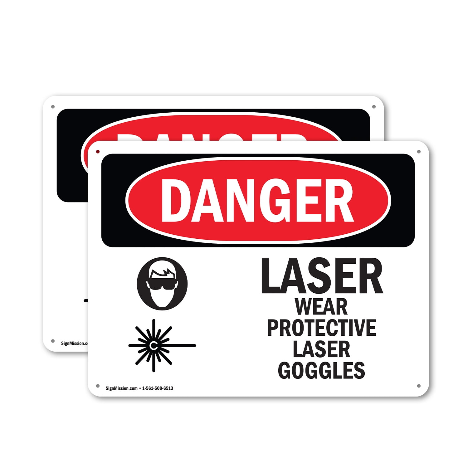 (2 Pack) Laser Wear Protective Laser Goggles OSHA Danger Sign 24 Inch X ...