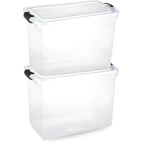 2-Pack Latching Lid, Large Clear Plastic Storage Bins w/Lids, 112 Quart ...