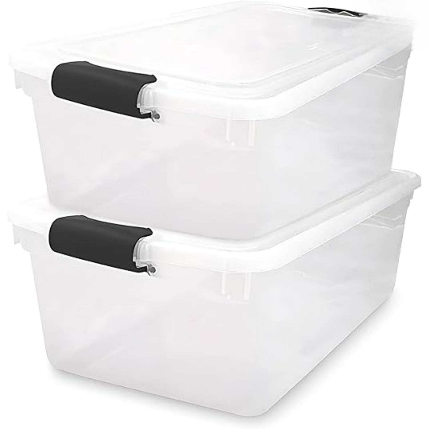 2-Pack Latching Lid, Large Clear Plastic Storage Bins with Lids, 64 ...