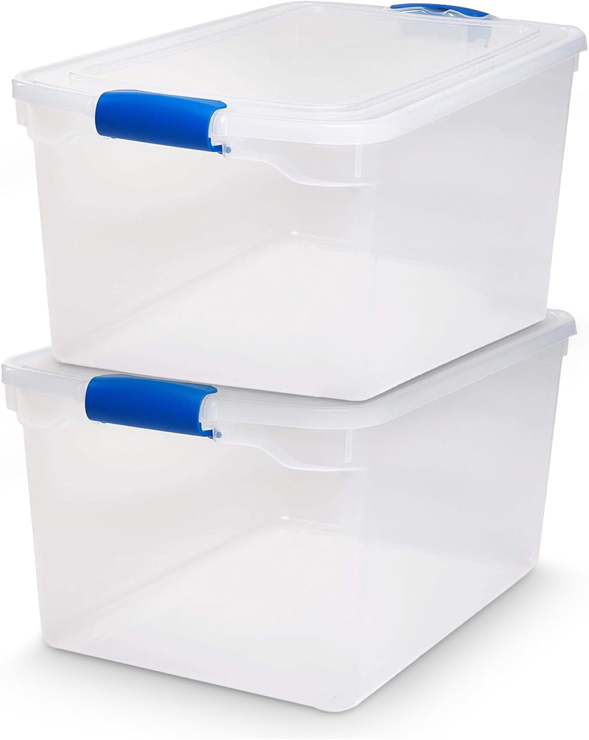 2-Pack Latching Lid, Large Clear Plastic Storage Bins with Lids, 66 ...