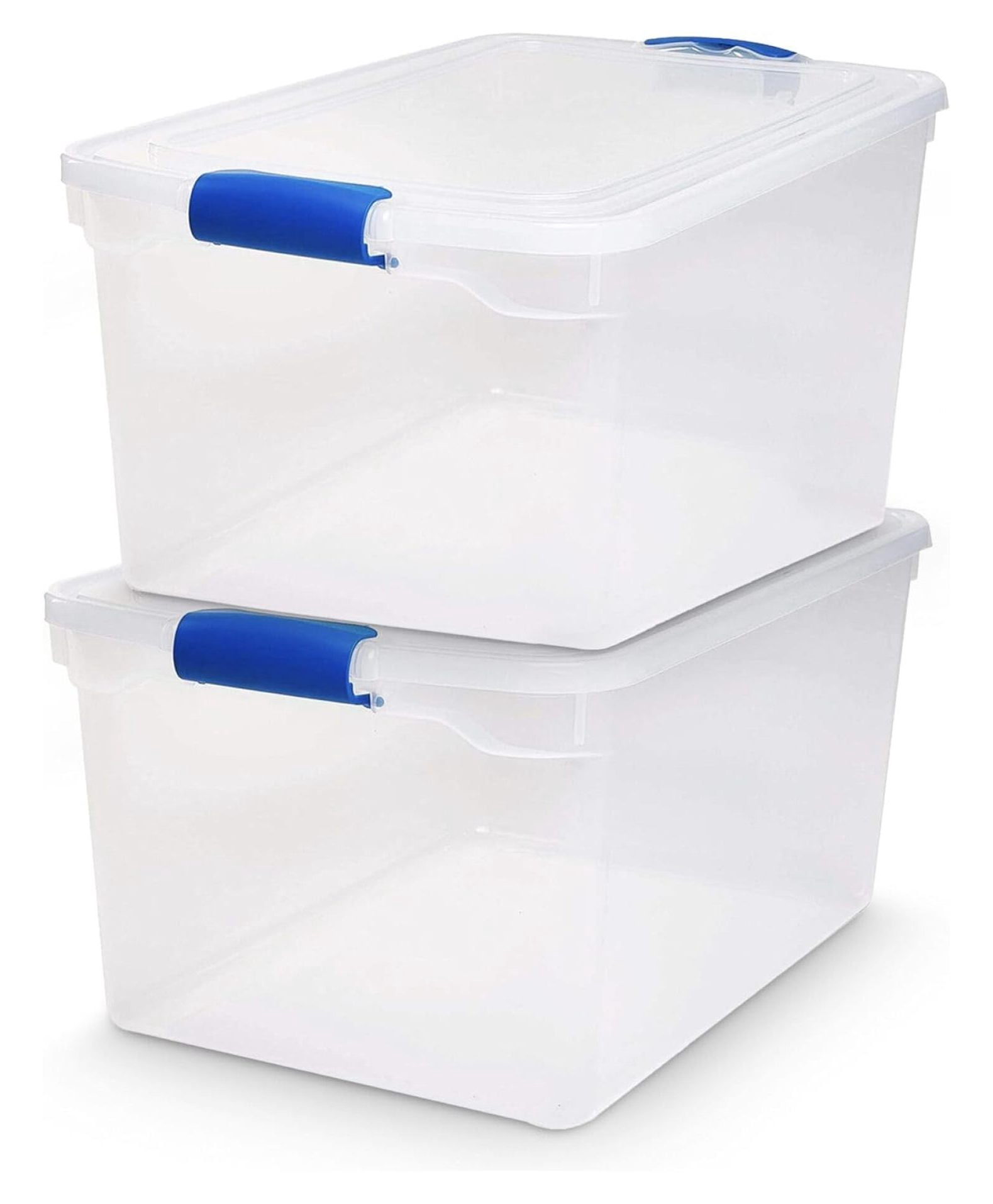 2-Pack Latching Lid, Large Clear Plastic Storage Bins with Lids, 66 ...