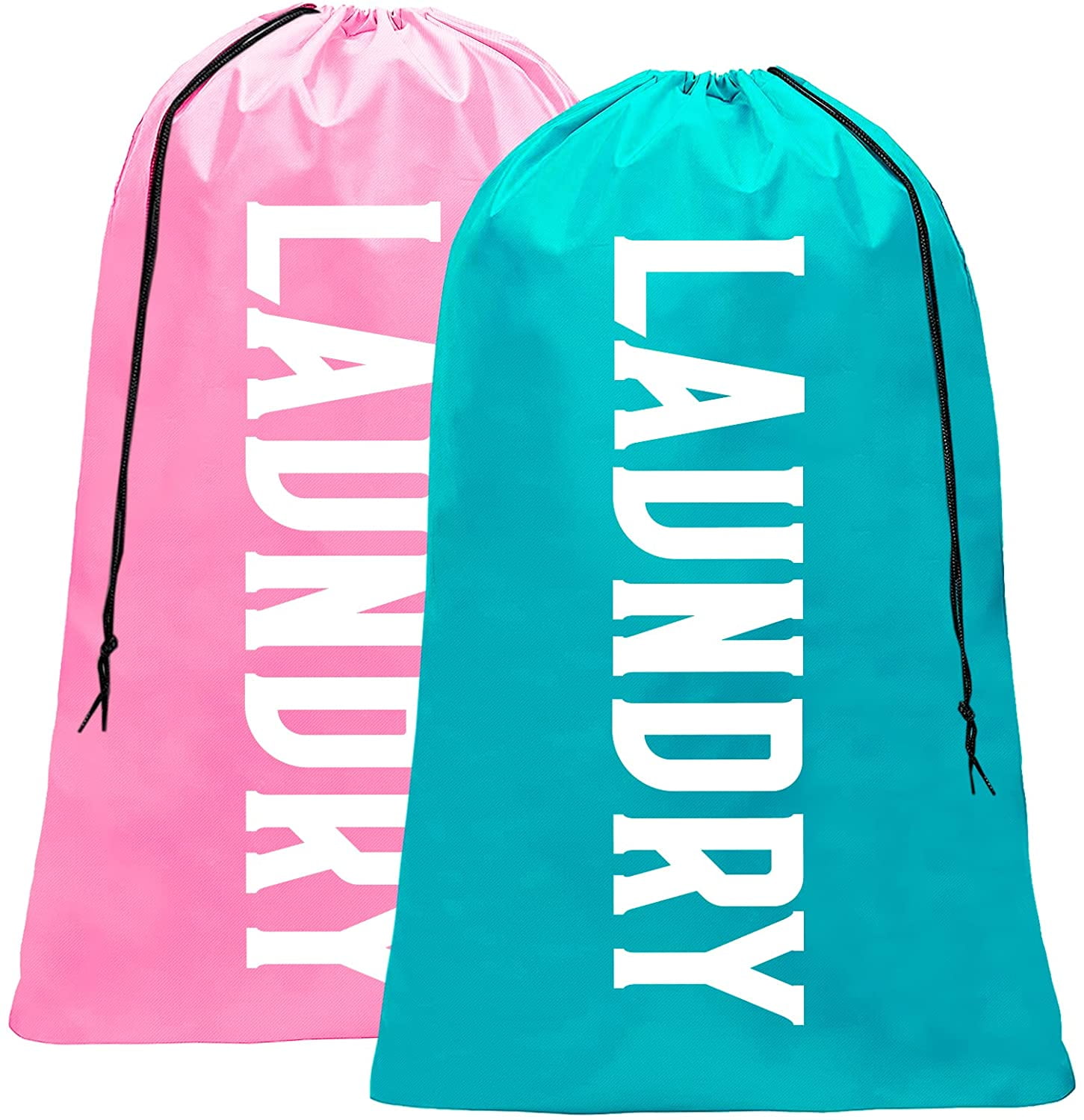 2 Pack Portable & Foldable Laundry Bag, Heavy Duty, Rip & Tear ...