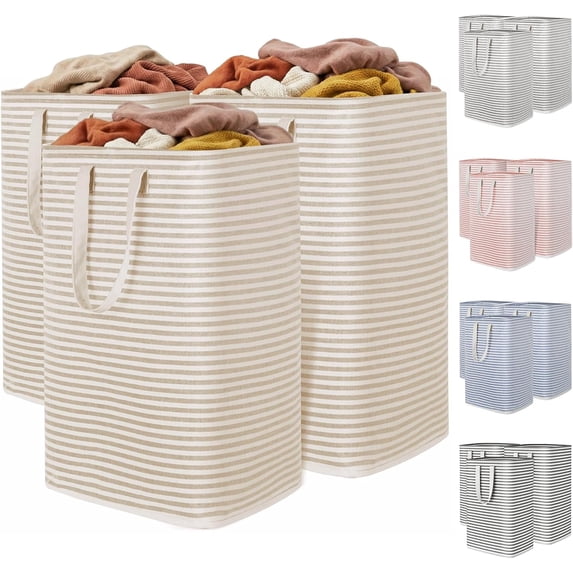 2 Pack Laundry Basket 80L Each, Collapsible Clothes Hamper with ...