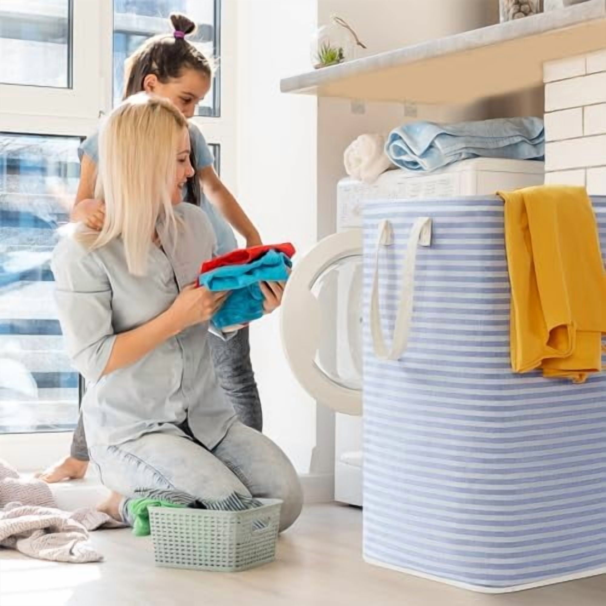 2 Pack Laundry Hamper Large Collapsible Laundry Baskets, Freestanding ...