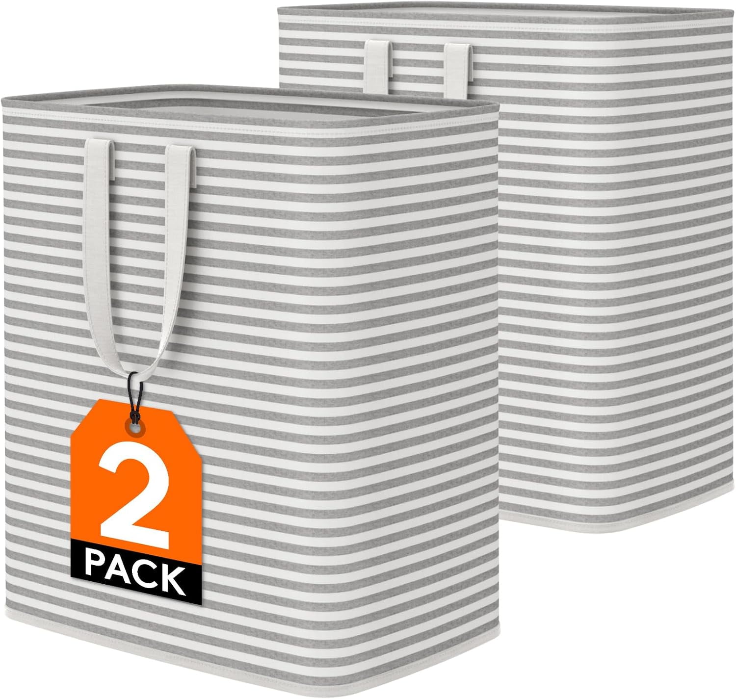 2 Pack Laundry Hamper Large Collapsible Laundry Baskets, Freestanding ...