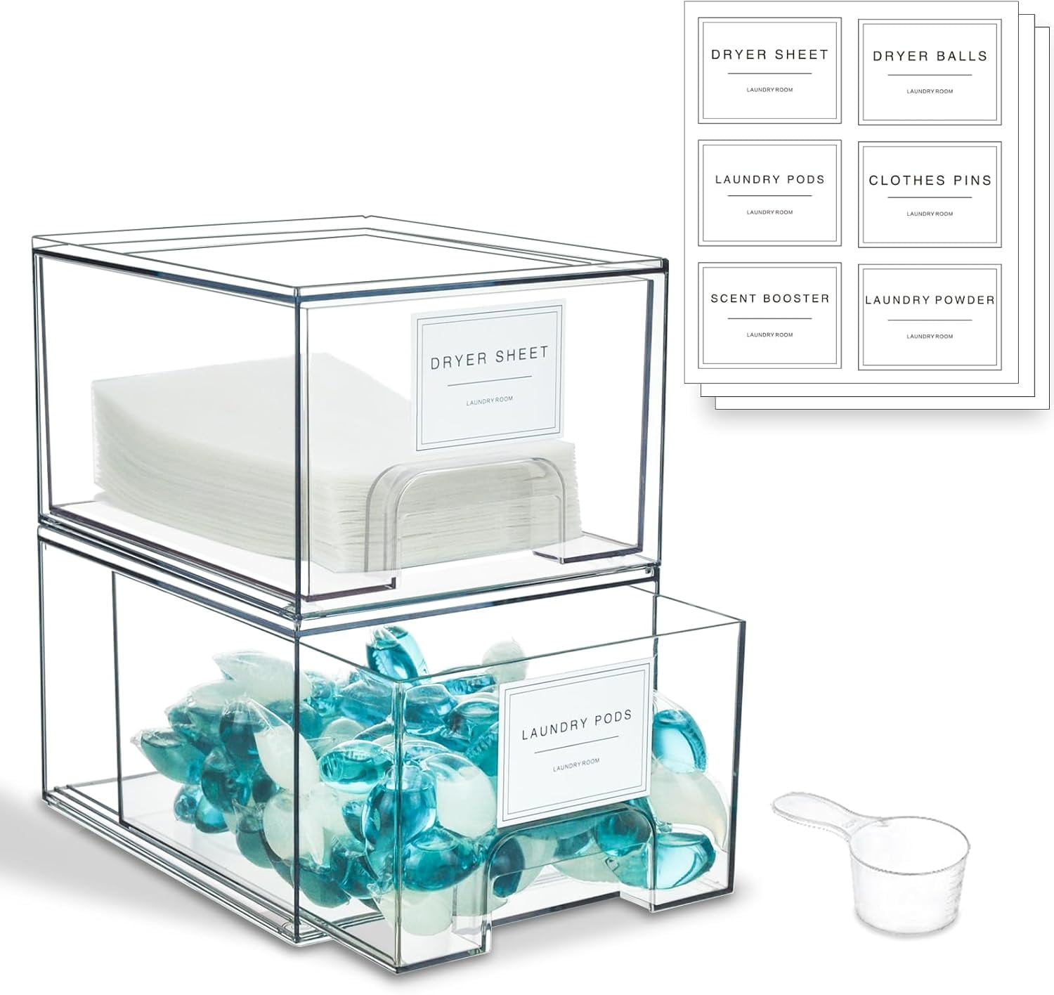2 Pack Laundry Room Organization and Storage Containers with Labels ...