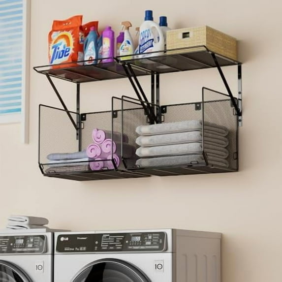 2 Pack Laundry Room Shelves Organization and Storage,Wall Mounted ...