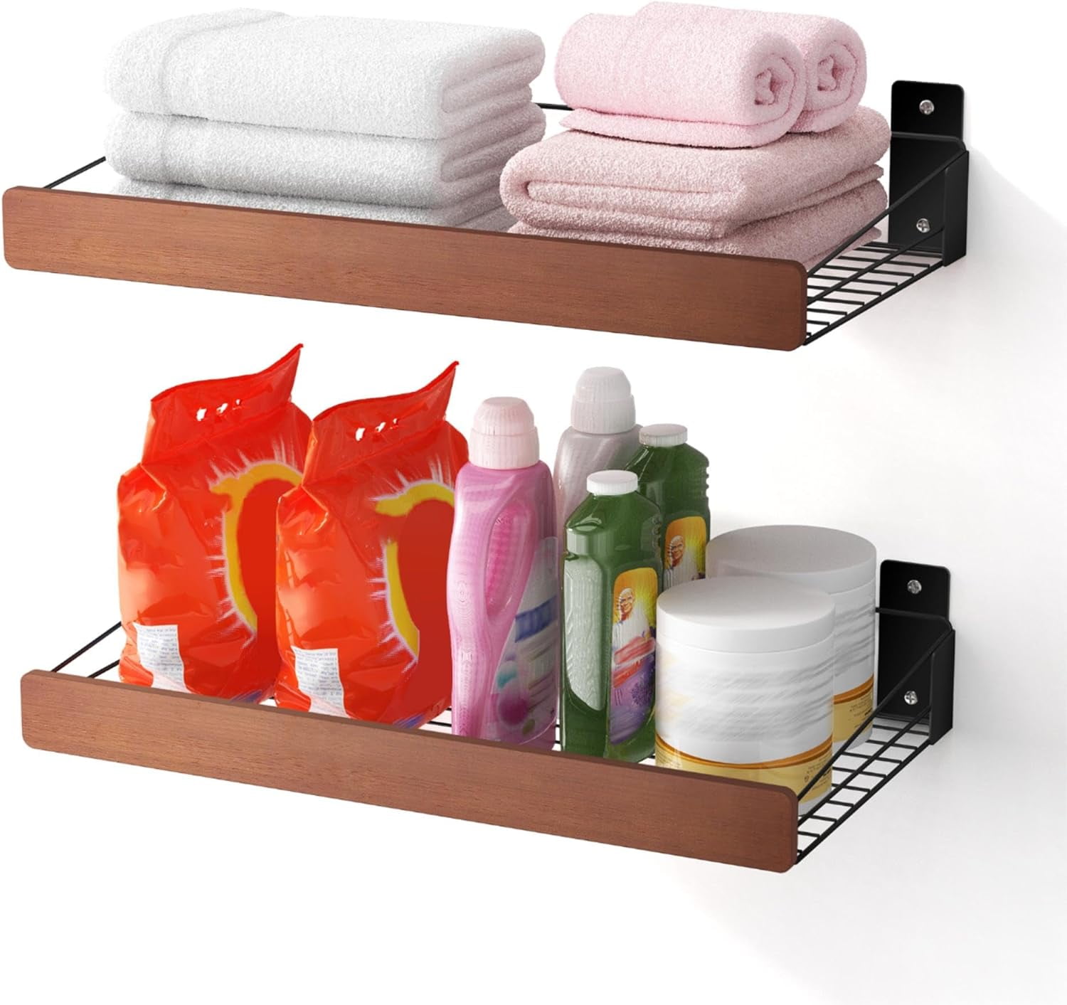 2-Pack Laundry Room Shelves - Wall Mounted Laundry Room Organizaton ...