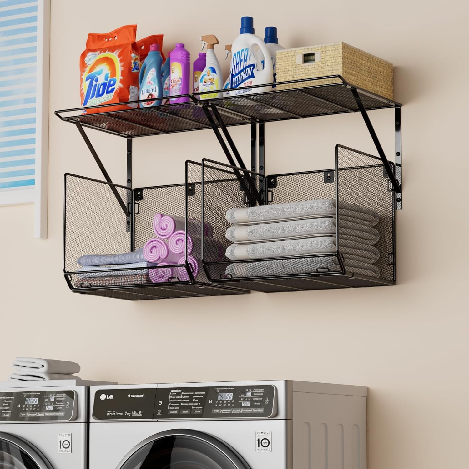 2 Pack Laundry Room Wall Shelves Organization and Storage,Wall Mounted ...