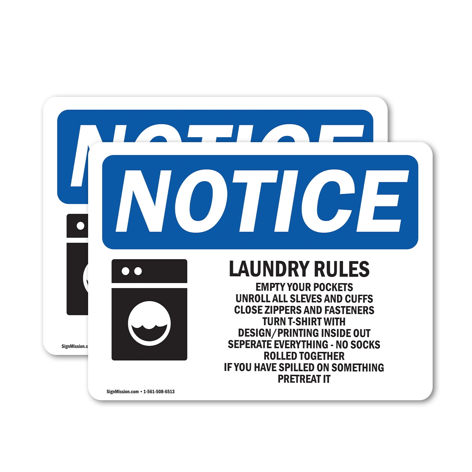 (2 Pack) Laundry Rules Empty Your Pockets Sign - Walmart.com