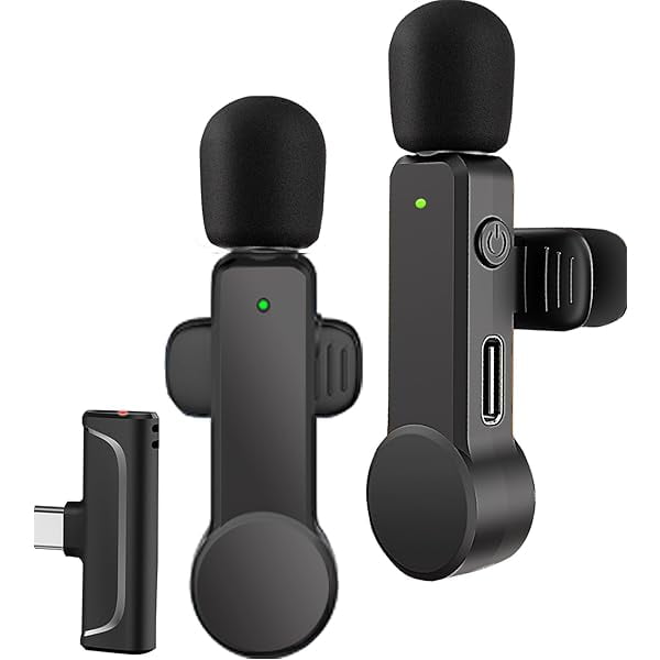 2 Pack Lavalier Microphone USB C Wireless Lav Mic for Android Phone ...