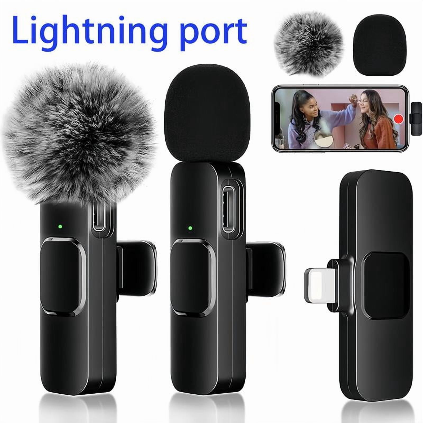 2-Pack Lavalier Wireless Microphones for iPhone/iPad/Android - USB-C Lapel Mics for Video ...