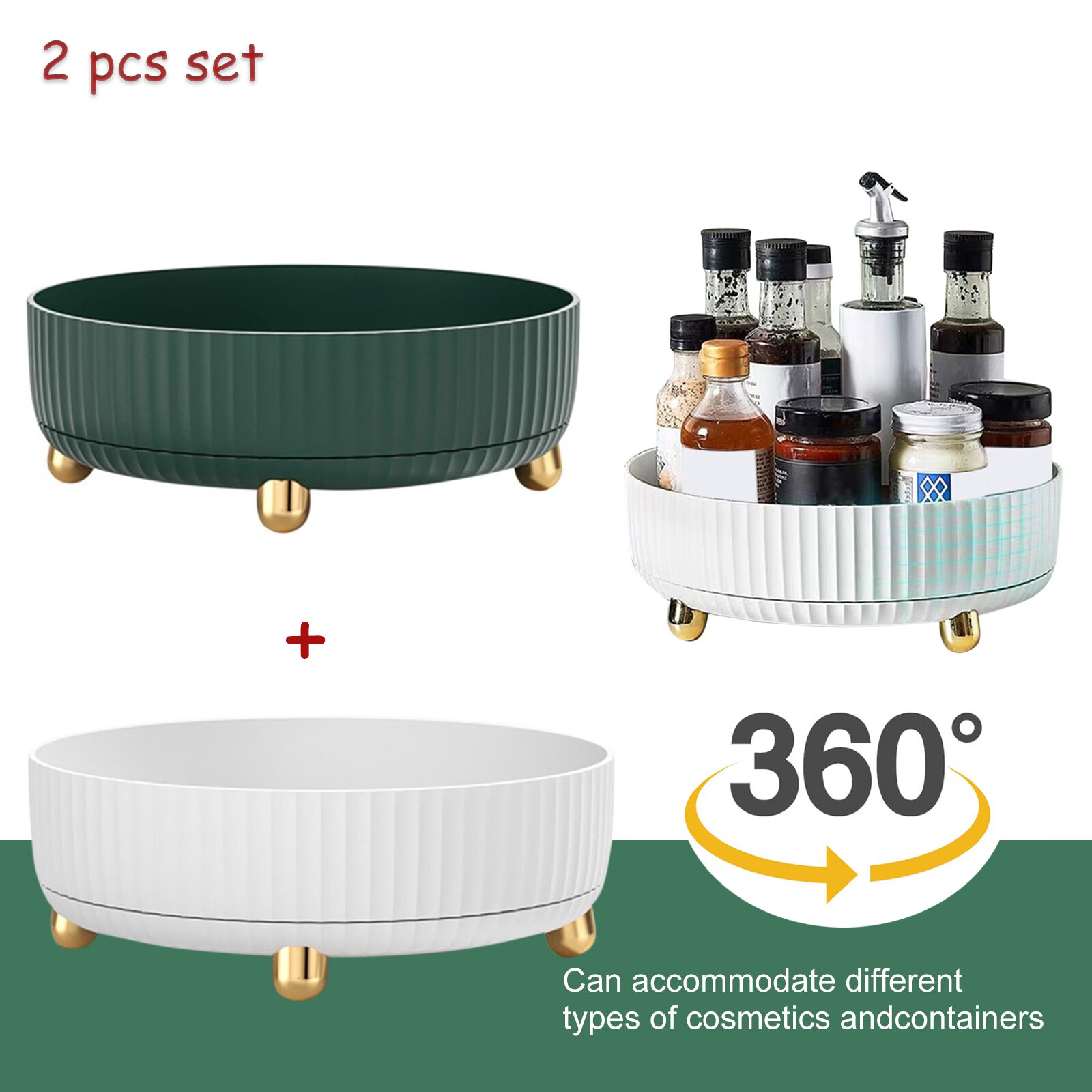 2 Pack Lazy Susan Cabinet Organizer, Plastic Rotating Round Lazy Susan ...