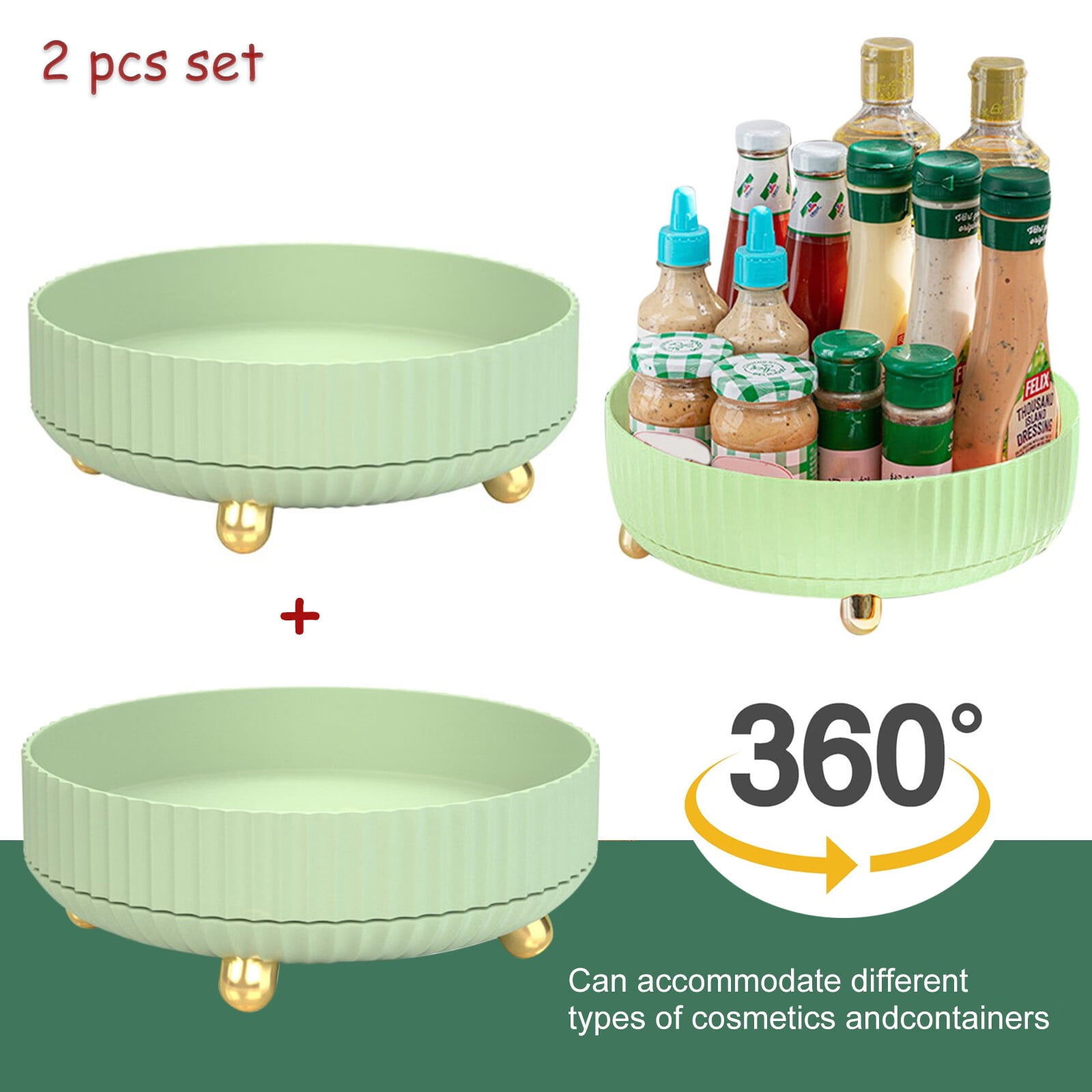 2 Pack Lazy Susan Cabinet Organizer, Plastic Rotating Round Lazy Susan ...