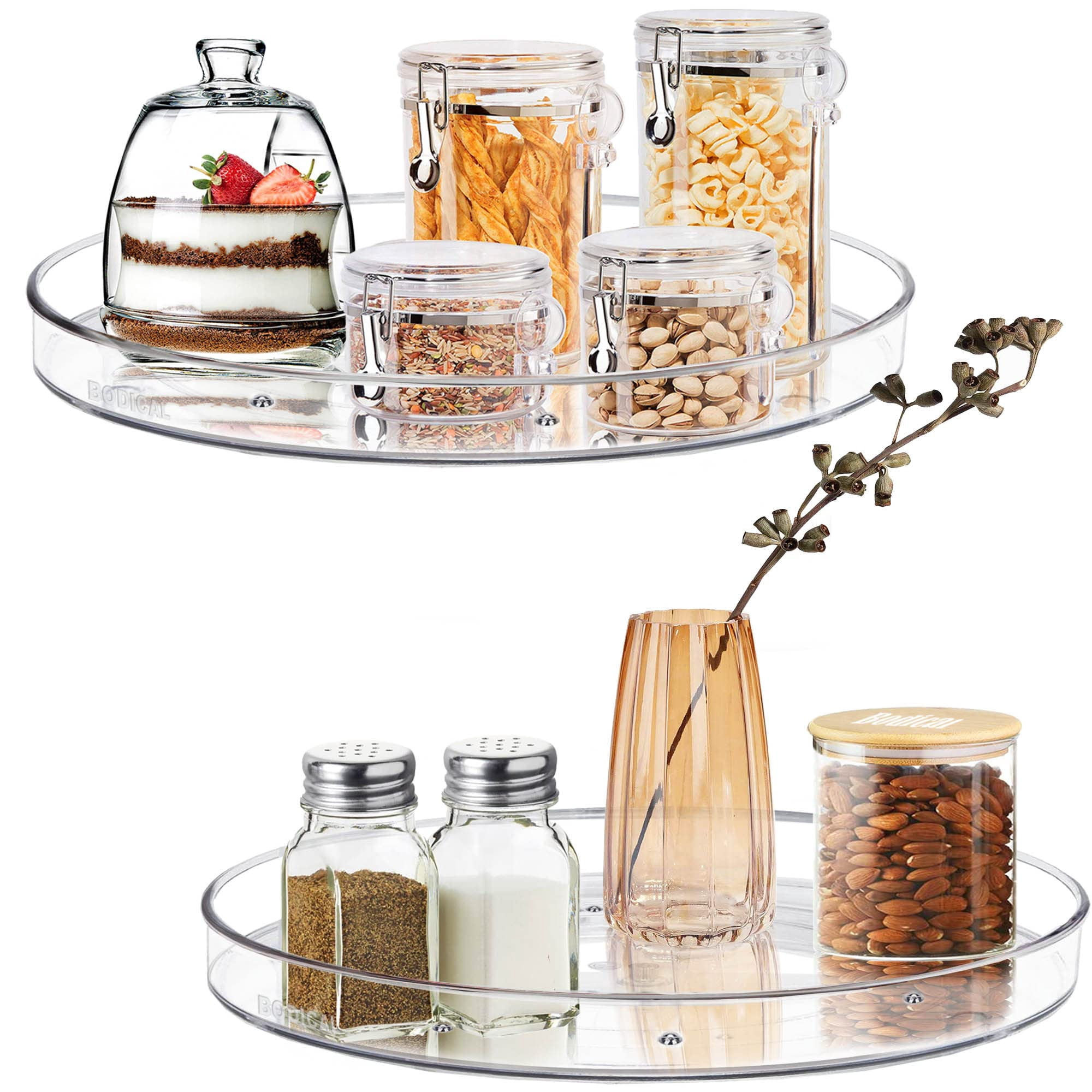2 Pack Lazy Susan Organizer, 10.6" Clear Lazy Susan Turntable for ...