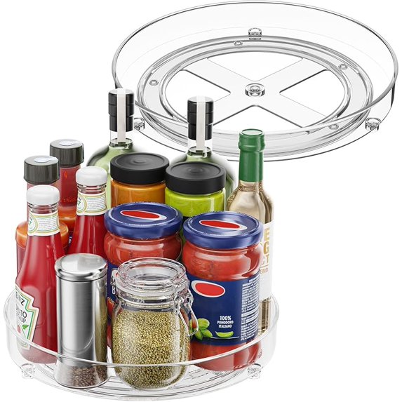 2 Pack Lazy Susan Organizer, 9.5 Inch Lazy Susan Turntable for Cabinet ...
