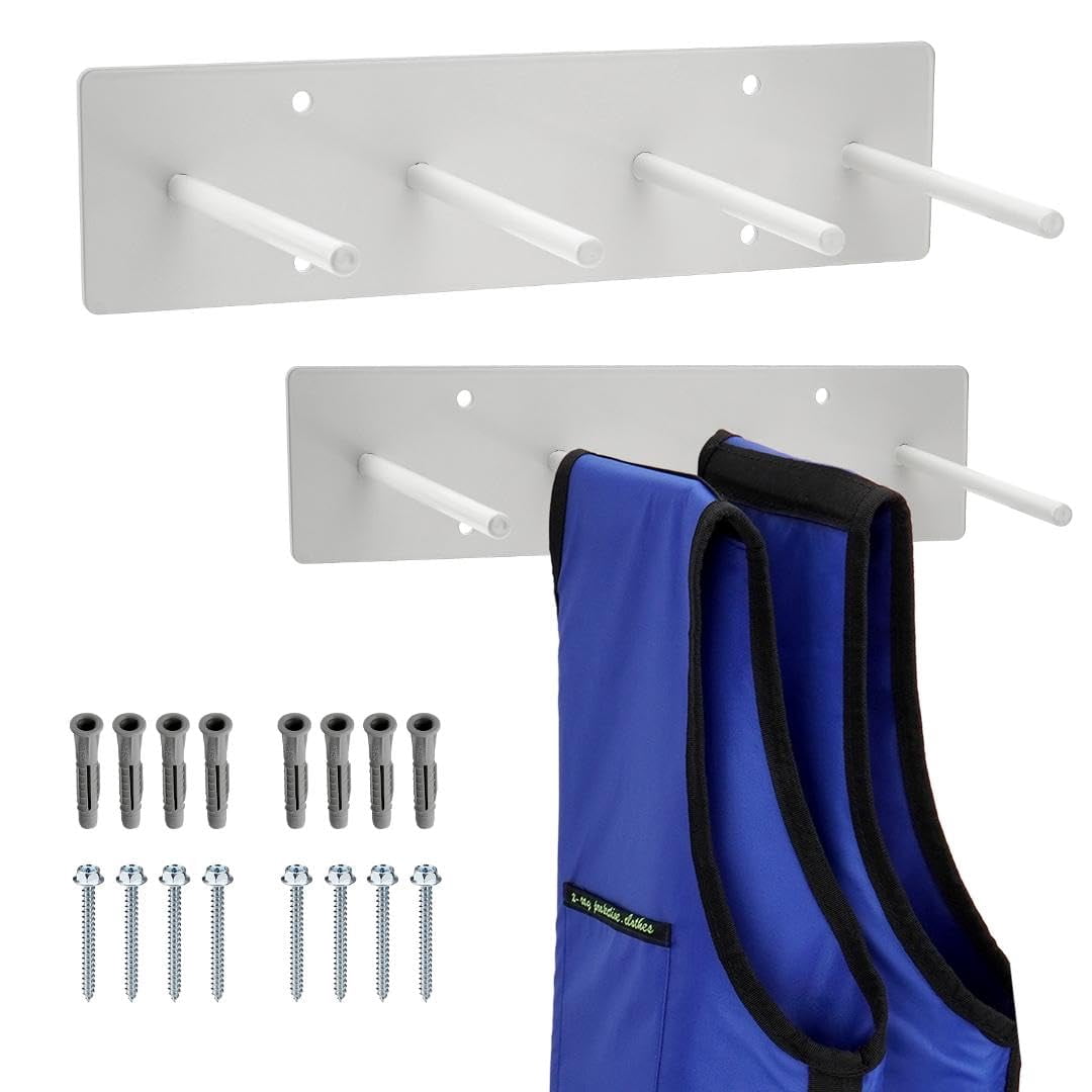 2-Pack Lead Apron Hanger – 4-Hook Heavy Duty Wall Mount with Extra Long ...