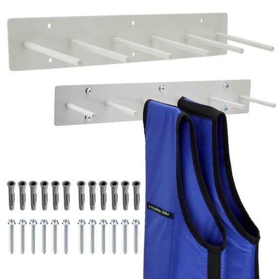2-Pack Lead Apron Hanger – 6-Hook Heavy Duty Wall Mount with Extra Long ...