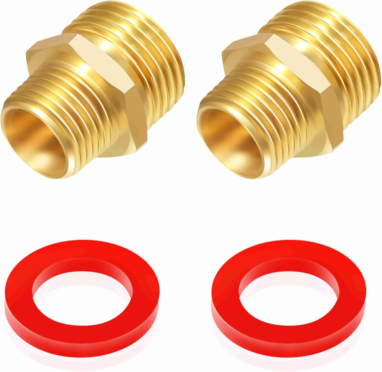 (2 Pack Lead-Free Brass Garden Hose Threaded 3/4" GHT to 1/2" NPT Fitting Connect, Green Thumb ...