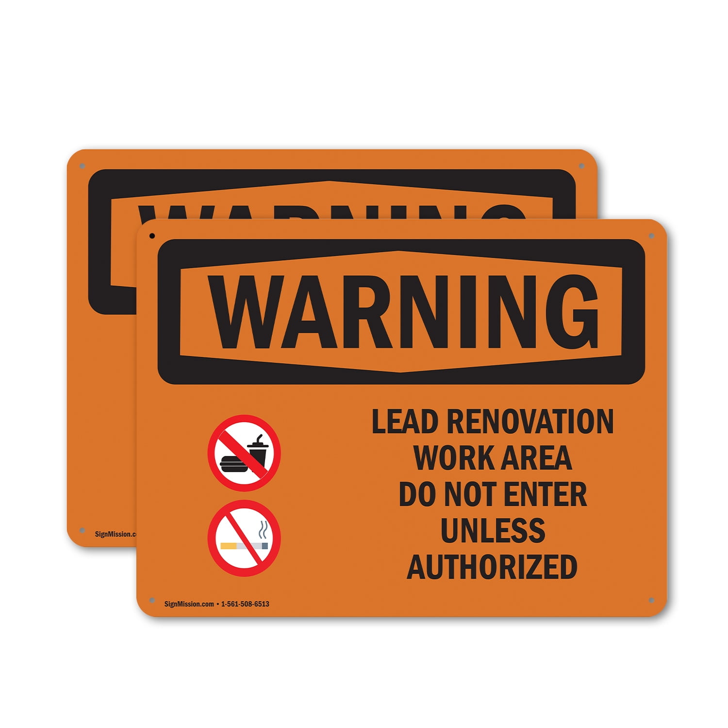 (2 Pack) Lead Renovation Work With Symbol OSHA Warning Sign 10 Inch X 7 ...
